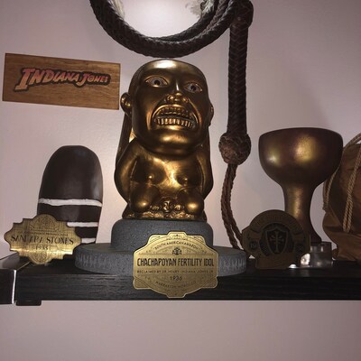 CUSTOM Golden Fertility Idol Display Placard Prop INDIANA JONES Raiders ...