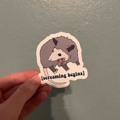 Possum Sticker Screaming Begins Opossum Sticker Sticker for Laptop ...
