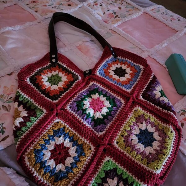 Knitting Bag, Crochet Bag, Granny Square Bag, Crochet Shoulder Bag ...