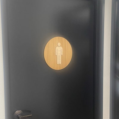 Recessed Wood Restroom Sign Set Modern Bathroom 6x9 Size 9 Wood ...