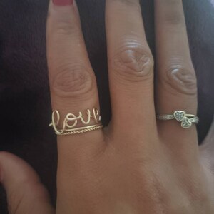 LOVE Ring, Silver or Gold Filled Wire Ring, Fixed Size Wire Love Ring ...