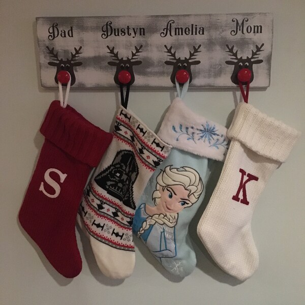 A - Rustic Modern Barn Farmhouse - Reindeer Rudolph Wall Sign Stocking ...