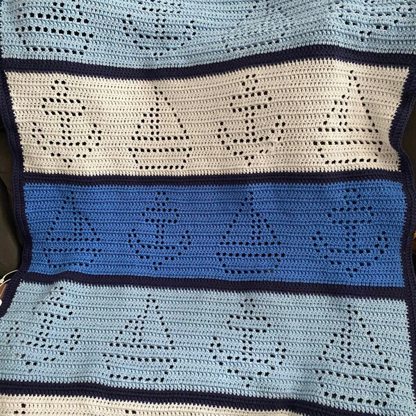 Marina Blanket | Filet Crochet Blanket Pattern | Baby Blanket Crochet ...