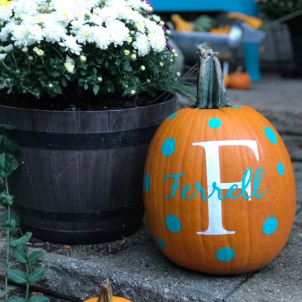 Monogrammed Personalized Name Pumpkin Decal ~ Polka Dot Pumpkin ...
