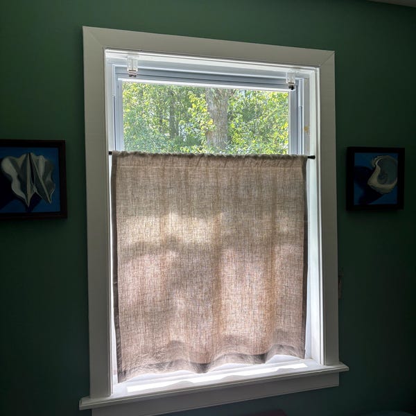 Linen Cafe Curtains NATURAL Lined|short Curtains|kitchen Curtains|1 ...
