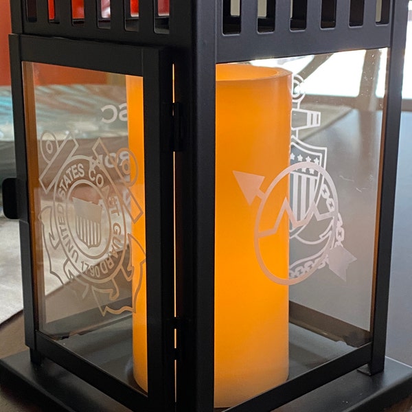 Custom Etched Lantern ~ US Coast Guard ~ Chief~ Anchor! Anniversary ...