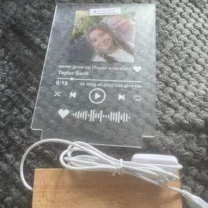 Personalised Song Plaque With LED Wood Base Customized Acrylic Plaque ...