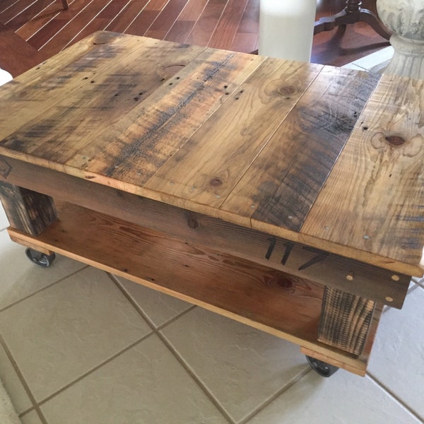 Factory Cart Coffee Table Antique Style Similar to Reclaimed Wood ...