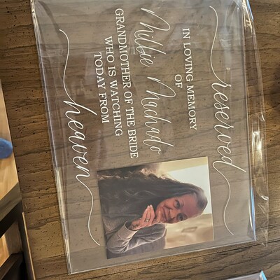 Reserved Acrylic Memorial Sign, Acrylic Memorial Sign, Frosted Acrylic ...