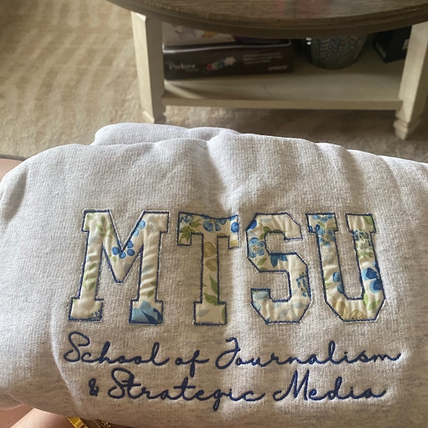 Custom College Applique Embroidered Sweatshirt, Custom College Crewneck ...