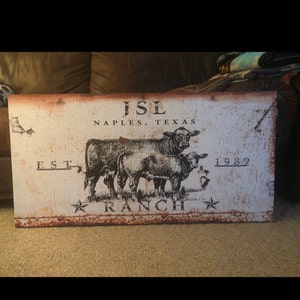 Rustic Cattle Ranch Sign Established Personalized Farmhouse Wall Art ...