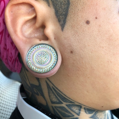 Gauges Plug Earrings Clear White Slinky AB 3/4 In, 7/8 In, 1 Inch - Etsy