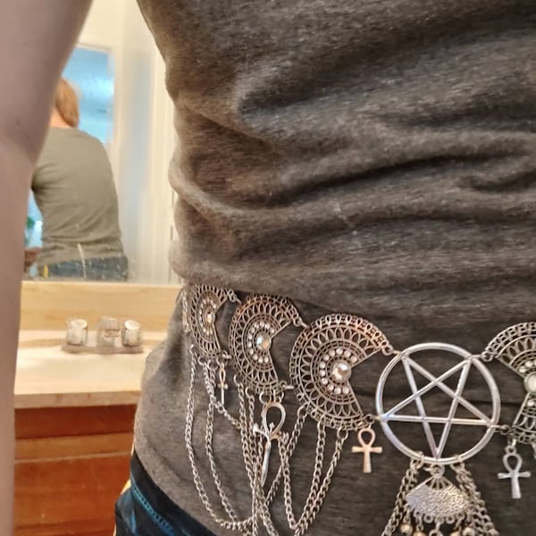 Egyptian Lemurian Ankh Hip Chain Belt - Egyptian Belt Occult Goth ...