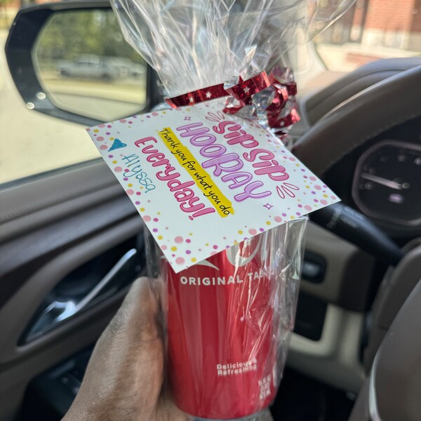 Sip Sip Hooray Appreciation Gift Tag, Sip Sip Hooray Teacher Gift Tag ...