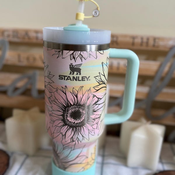Engraved Stanley Tumbler, Laser Engraved Stanley, Flower Tumbler ...