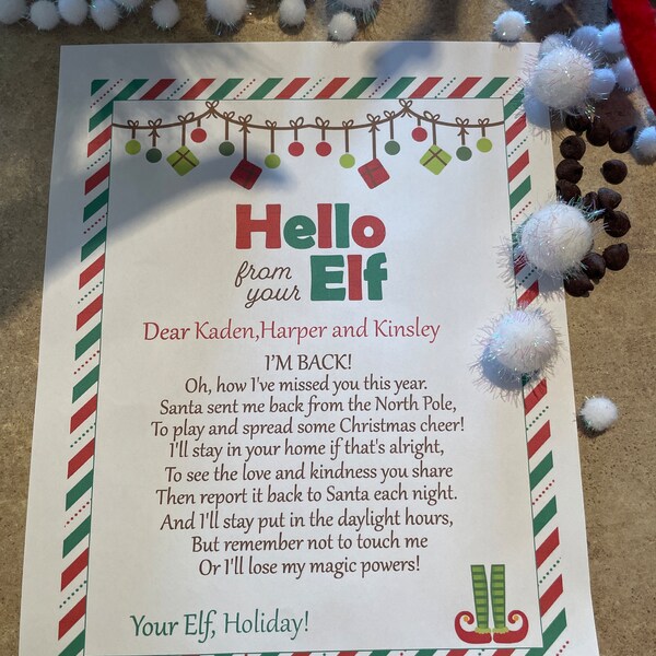 Elf Hello & Goodbye Letter | Elf Arrival Letter | Printable ...
