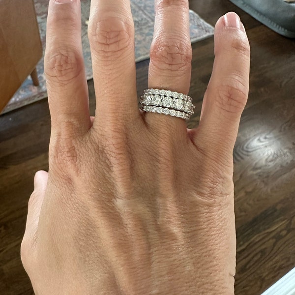 Emerald Cut Bezel Set Engagement Ring With Full Eternity Wedding Band ...