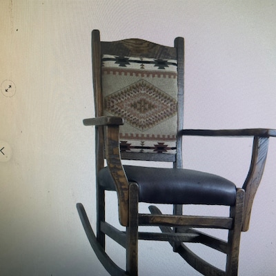 Solid Barnwood Amish Rocking Chair With Hair on Hide Back and - Etsy
