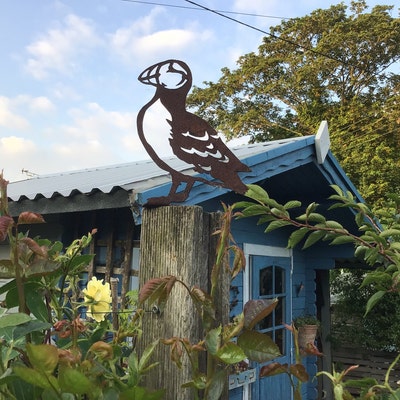 Rusty Metal Puffin Sculpture / Seabird Gift / Puffin Bird Post Topper ...