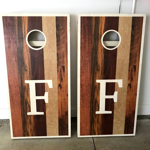 Multicolored Monogram White-washed Stained Cornhole Set With Bags ...