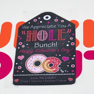 EDITABLE Valentine's Day Donut Gift Tags, Staff Teacher Volunteer ...