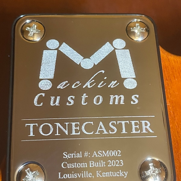 Custom Engraved Etched CHROME PLATED Guitar Neck Plate Personalized Fit ...