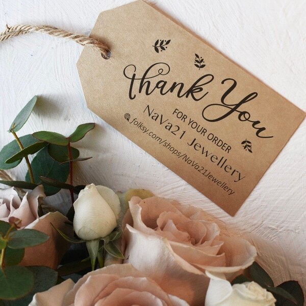 30 Thank You for Your Order Card Tags, Fully Personalised Eco Friendly ...