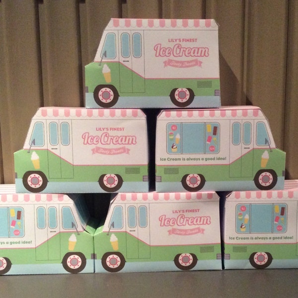 Ice Cream Party Box Set of 4, Ice Cream Truck Cupcake Box, Pastel ...