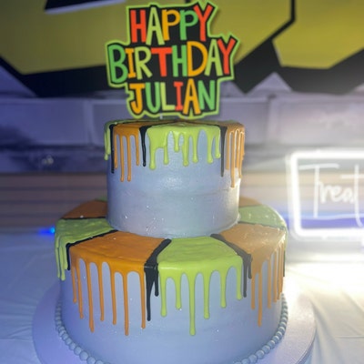 Glow Party Cake Topper, Neon Birthday Cake Topper, Personalized Cake ...