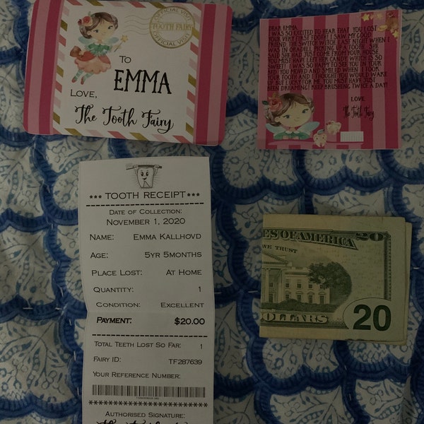 Editable Tooth Fairy Kit Letter Pouch Receipt Tooth Guide and Envelope ...