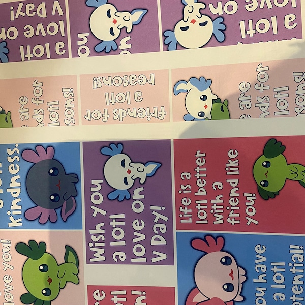 Axolotl Valentine’s Day Printable Cards for Kids, Printable Valentines ...