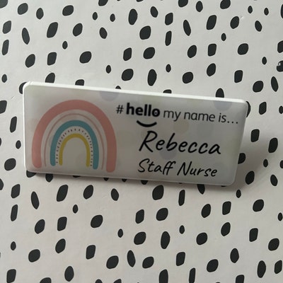 Resin Finish Hello My Name is Rainbow Name Badge Reel Student Nurse ...