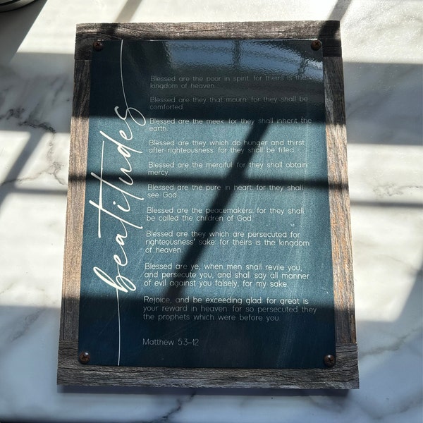 Beatitudes KJV Metal Print on Reclaimed Wood Frame-matthew 5:3-10 ...