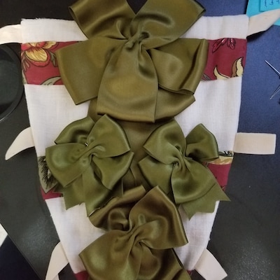 18th Century Reproduction Puffed Cap Ribbon and Breast Knot Triple Bow ...