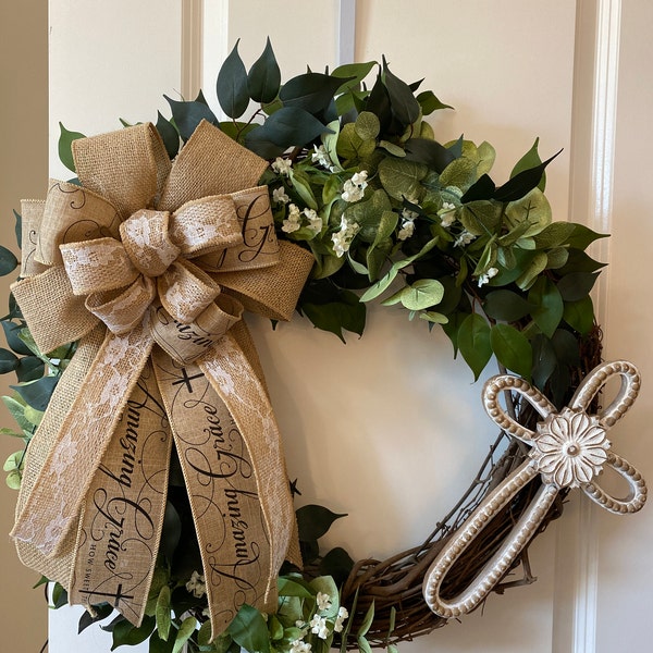 Amazing Grace Ribbon, Religious Ribbon, Tan Ribbon, Burlap Ribbon ...