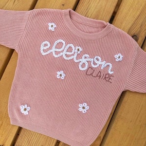 Personalized Hand Embroidered Sweater Custom Baby Name Sweater Stitched ...