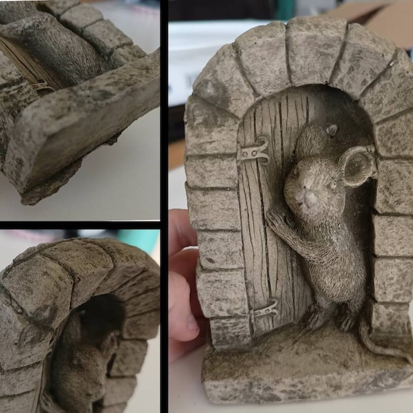 Mouse Door Stone Statue | Garden Outdoor Home Tree Animal Decoration ...