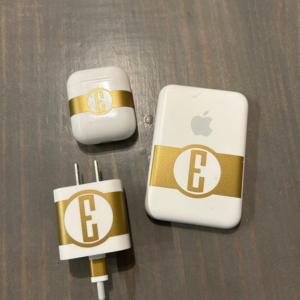 MacBook Monogramed CHARGER and USB WRAP Decal Monogram Custom Label ...