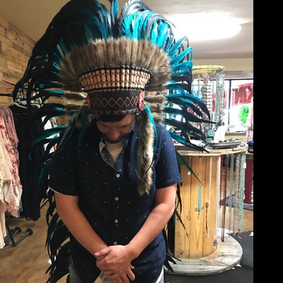 Boho Headdress, Super Long Length.chief Warbonnet, Indian Headdress ...