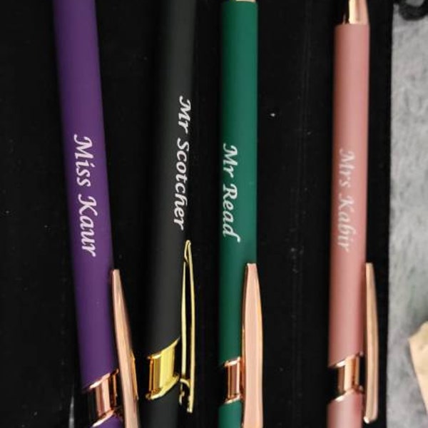 Personalised Gold and Black Retractable Ballpoint Pen, Gift for Him ...