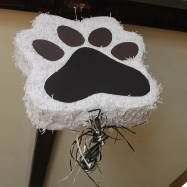 Dog Paw Pinata, Puppy Birthday Dog Party Supply, White & Black Puppy ...