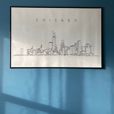 Chicago Skyline Wall Art Chicago Art Print Chicago Travel Poster With ...