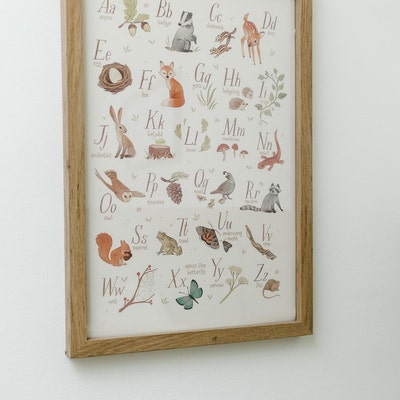 Woodland Alphabet Poster, Woodland Alphabet Print, Woodland Nursery ...
