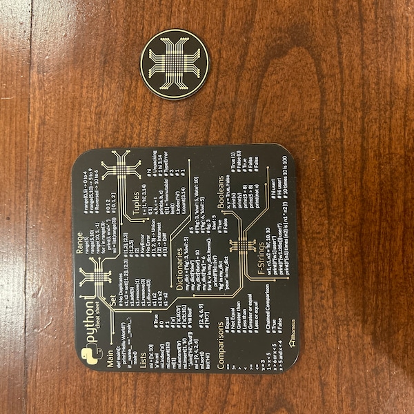 Python Cheat Sheet Coaster Premium Circuit Board Coaster For Geeks