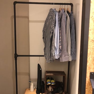 Clothes Rack Double Rail Clothing Rack Garment Rack Industrial Pipe ...