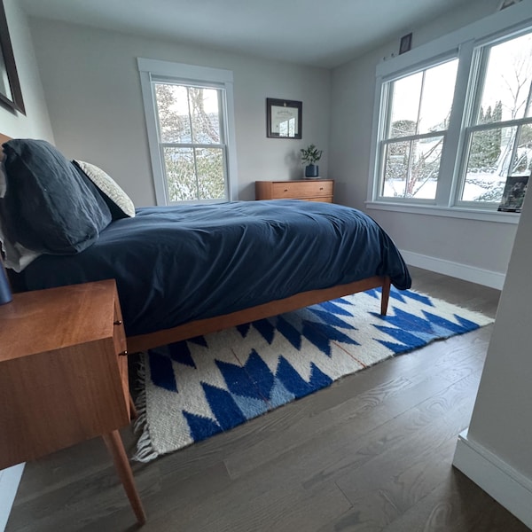 Neutral Beige Aztec Rug With White Pattern 5x7, Large Wool Area Rug ...