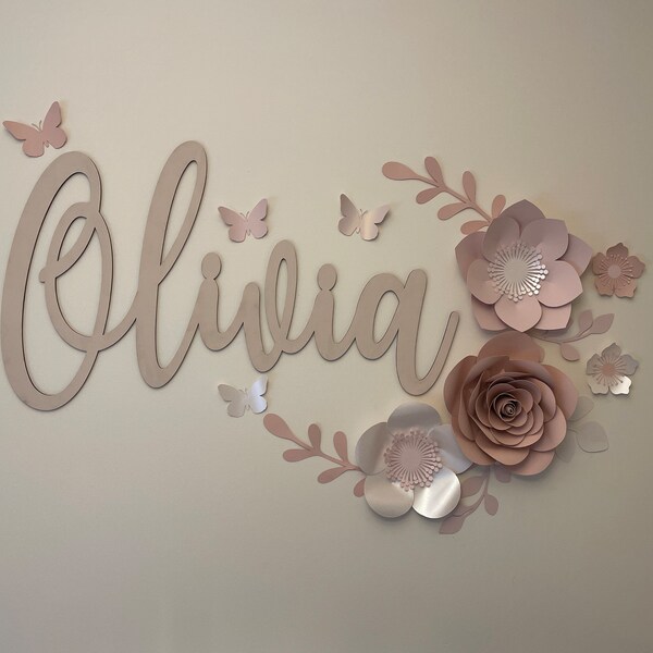 Rose Gold Paper Flower Wall Decor With Name/our New House/elegant House ...