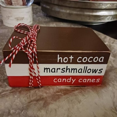 Christmas Decor-book Stacks-mini Book Bundle-set 3 Wood Books-cocoa ...