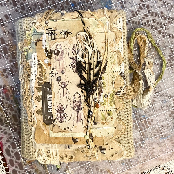 Rustic Burlap Notebook, A6, Vintage Handmade Junk Journal, Forest Old ...