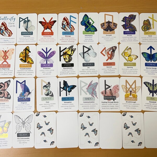 Butterfly Rune Deck Printable Rune Cards Rune Set Oracle Deck Elder ...